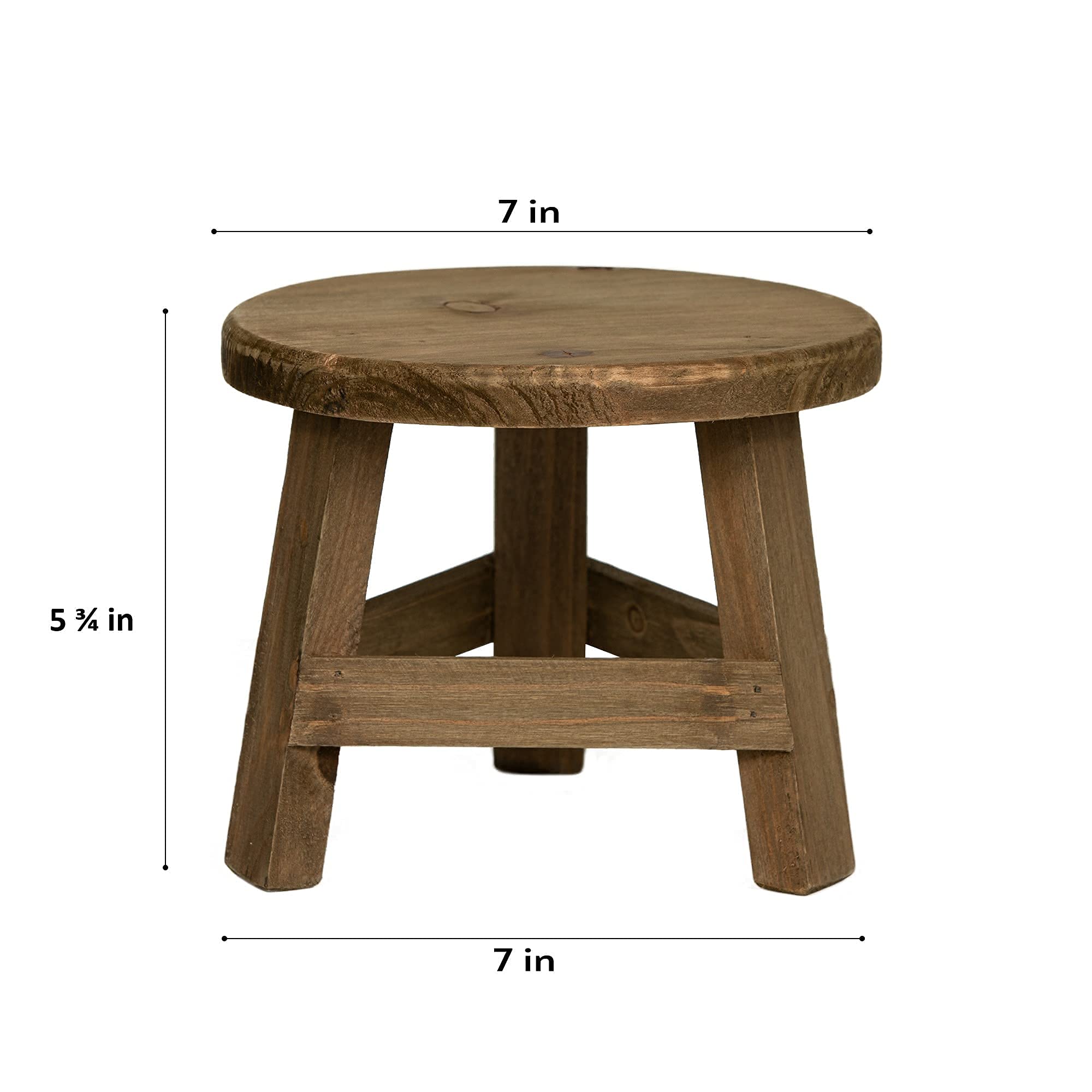 RUSTIX Mini Wooden Stool Rustic Decorative Tiny Stool Ideal Accent Stool for Small trinkets, Plants and Decor - 7" W x 5.75" H
