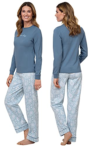 PajamaGram Womens PJs - Cotton Pajamas For Women, Blue Paisley, MD