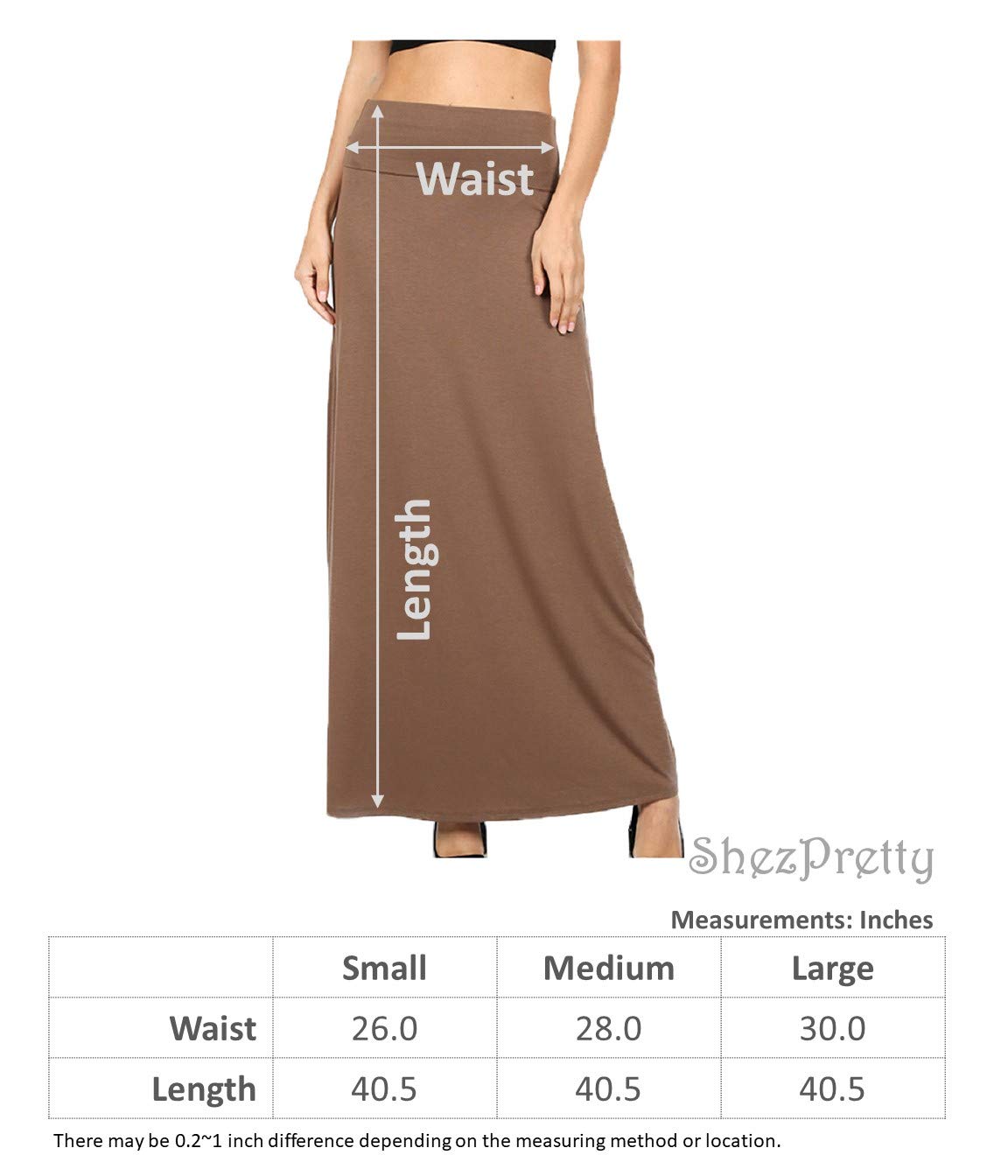ShezPretty Women's Premium Fold Over High Waist Long Floor Length Maxi Skirt (Medium, USA-Pink)
