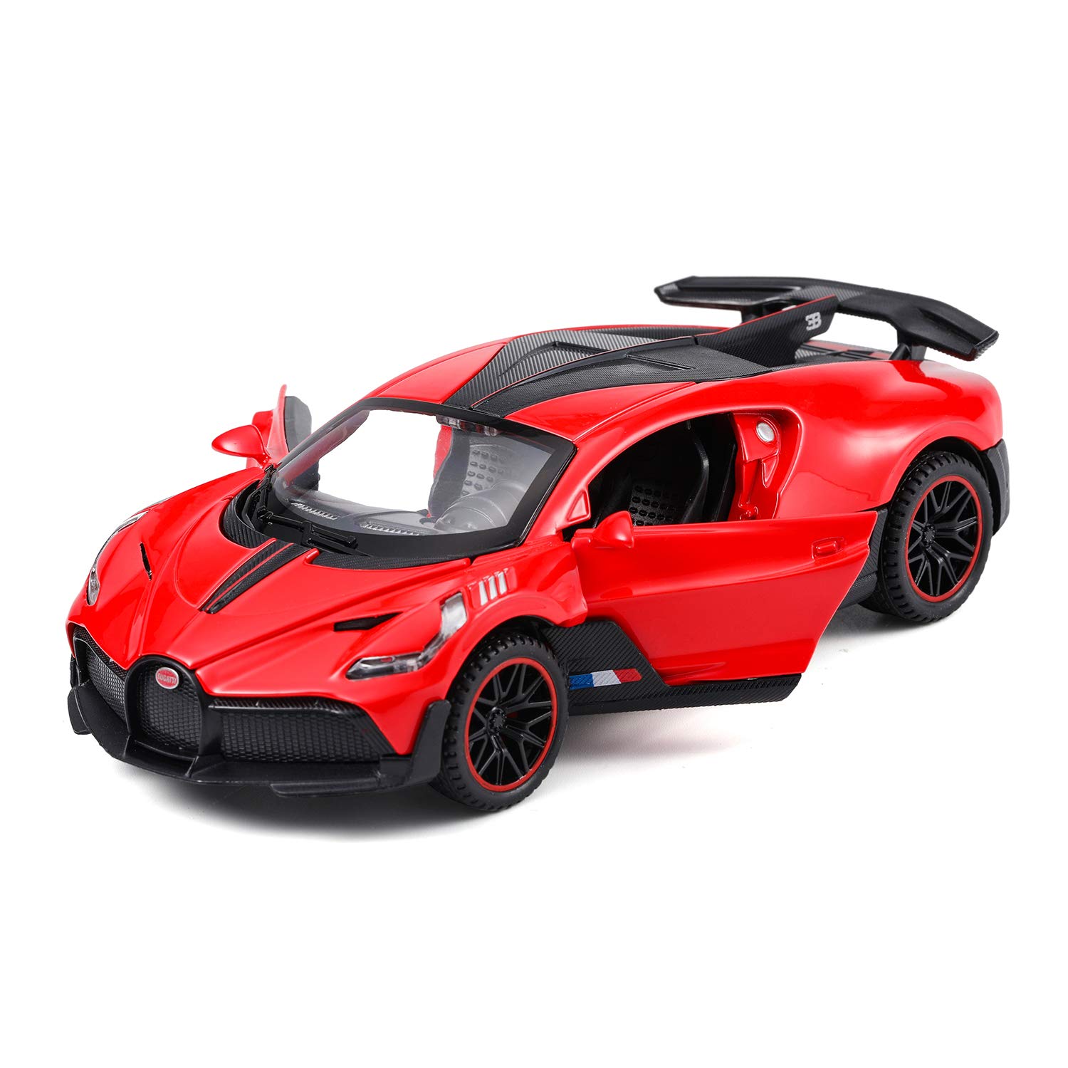 haomsj Bugatti Divo Diecast Metal Model Cars for Boy Toys Age 3-12 Pull Back Vehicles with Music Doors and Hood Can Be Opened(RED)