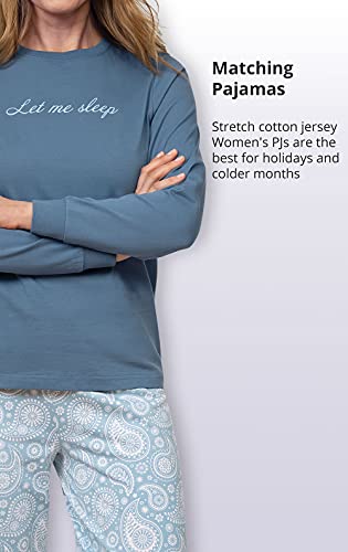 PajamaGram Womens PJs - Cotton Pajamas For Women, Blue Paisley, MD