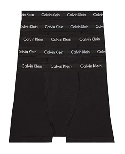 Calvin Klein Men's Cotton Stretch 5-Pack Boxer Brief, 5 Black, Small