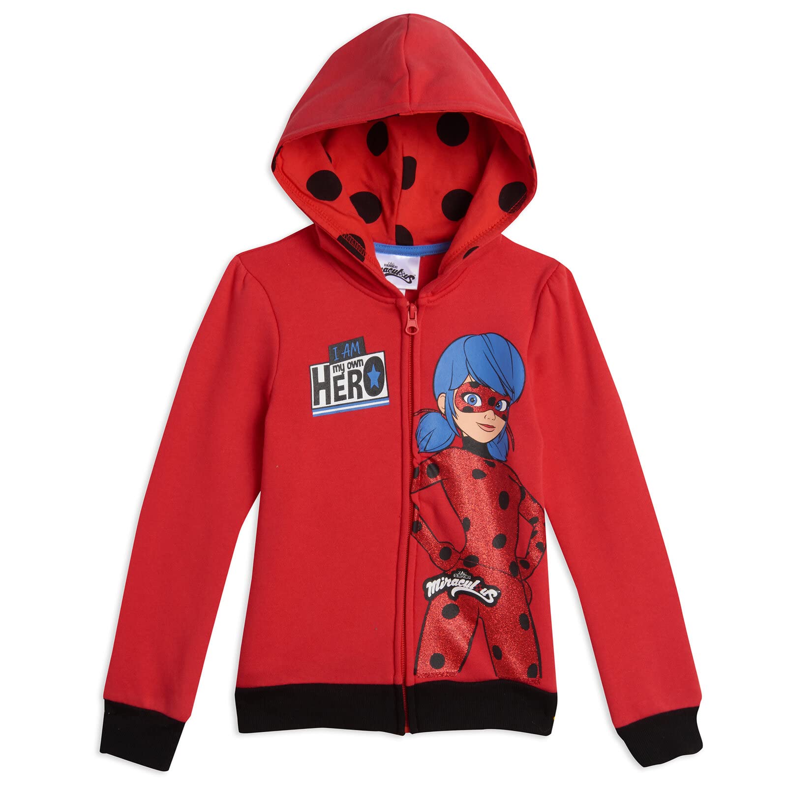 Miraculous Ladybug Big Girls Zip Up Hoodie Red 14-16