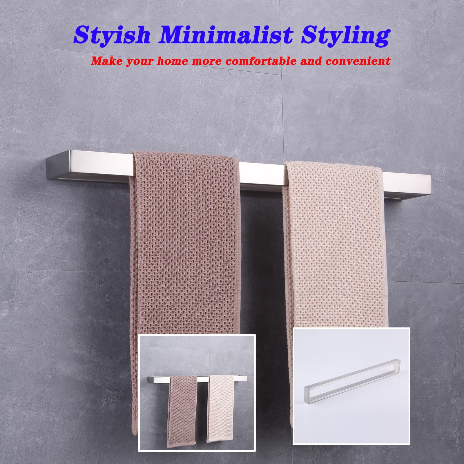 GERZWY 36-Inch Bathroom Towel Bar Stainless Steel Bath Towel Bar Modern Style Wall Mount Brushed Finish HG17703-LS