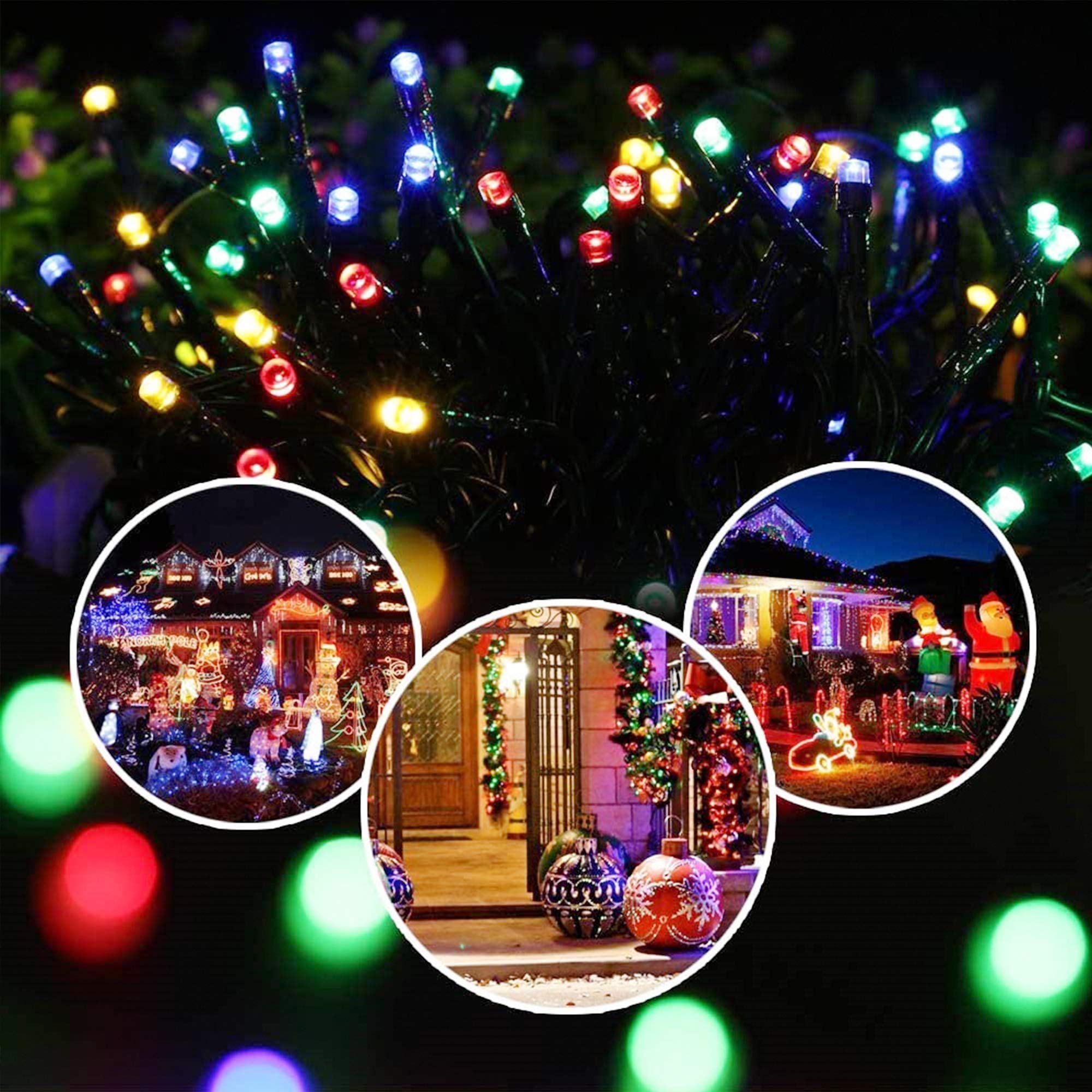 woohaha 2 Pack Solar Christmas Lights 39ft 100 LED 8 Modes Solar String Lights Waterproof Solar Fairy Lights for Garden, Patio, Fence, Balcony, Outdoors (100L-Multicolor)