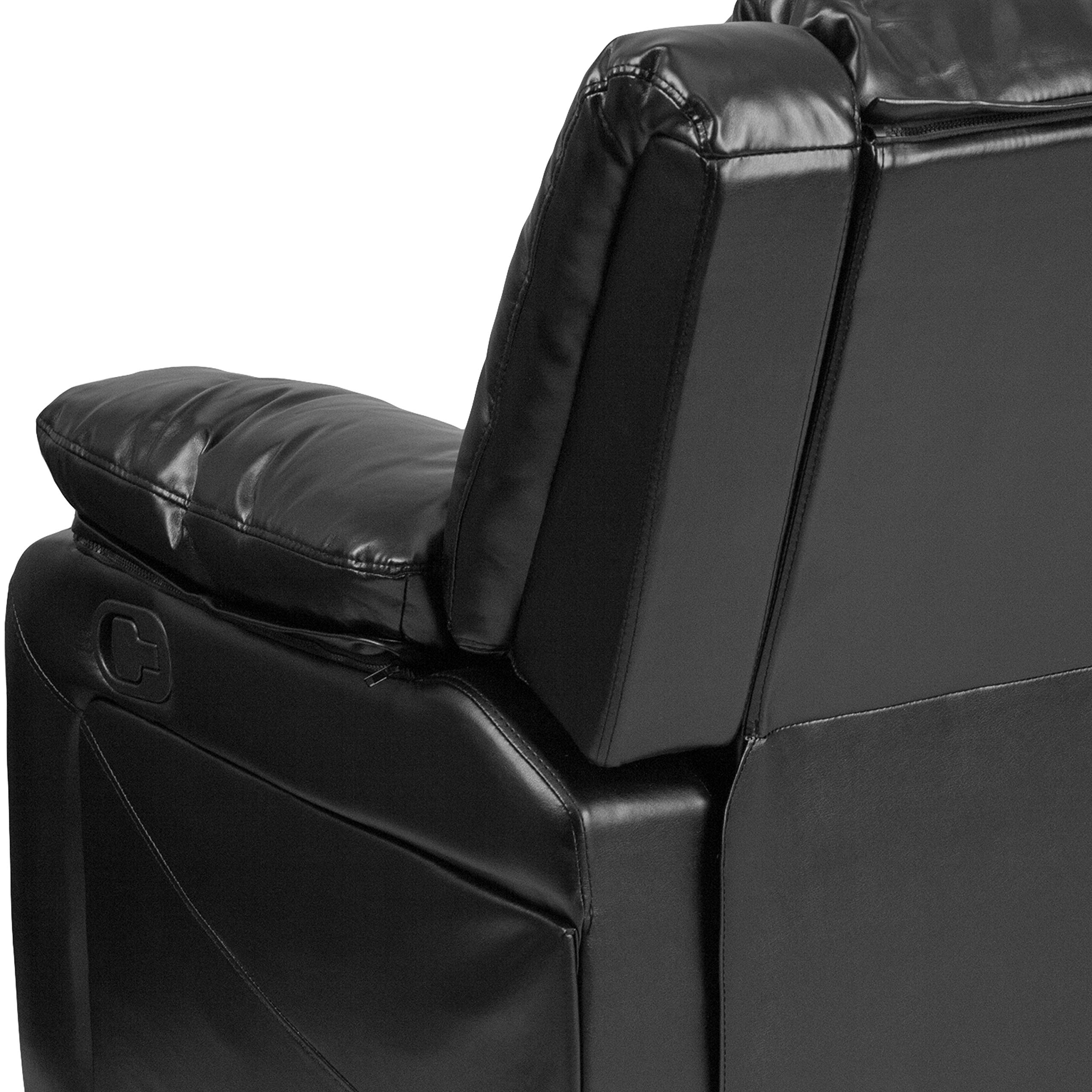 BizChair Black LeatherSoft Loveseat with Two Built-In Recliners