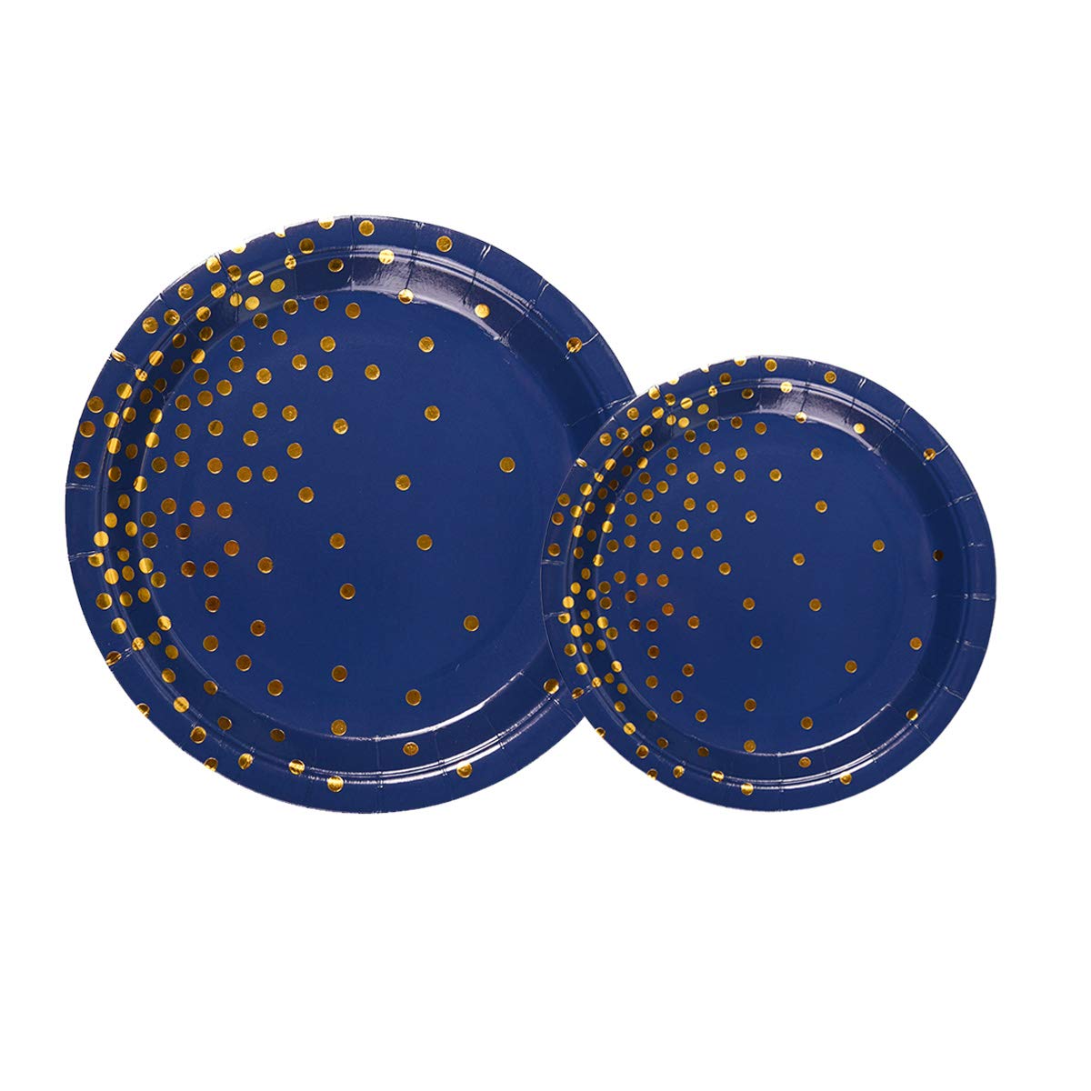175PCS Disposable Cutlery Set for 25 Guests Blue and Gold Party Cutlery Set Includes Dinner Plate Salad Plate Napkin Cup Knife Fork Spoon for Birthday Party Wedding