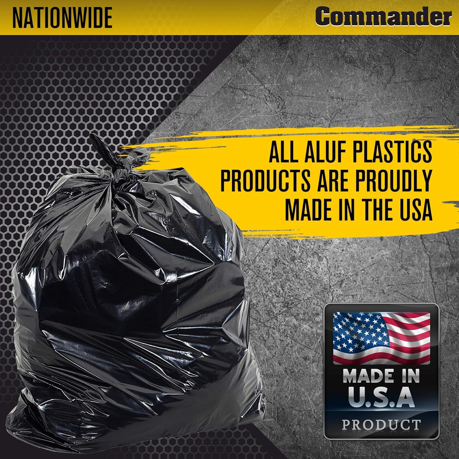 Commander 20-30 Gallon 1.0 MIL Black Drawstring Trash Bags - 30" x 33" - Pack of 28 - For Home, Kitchen, & Office