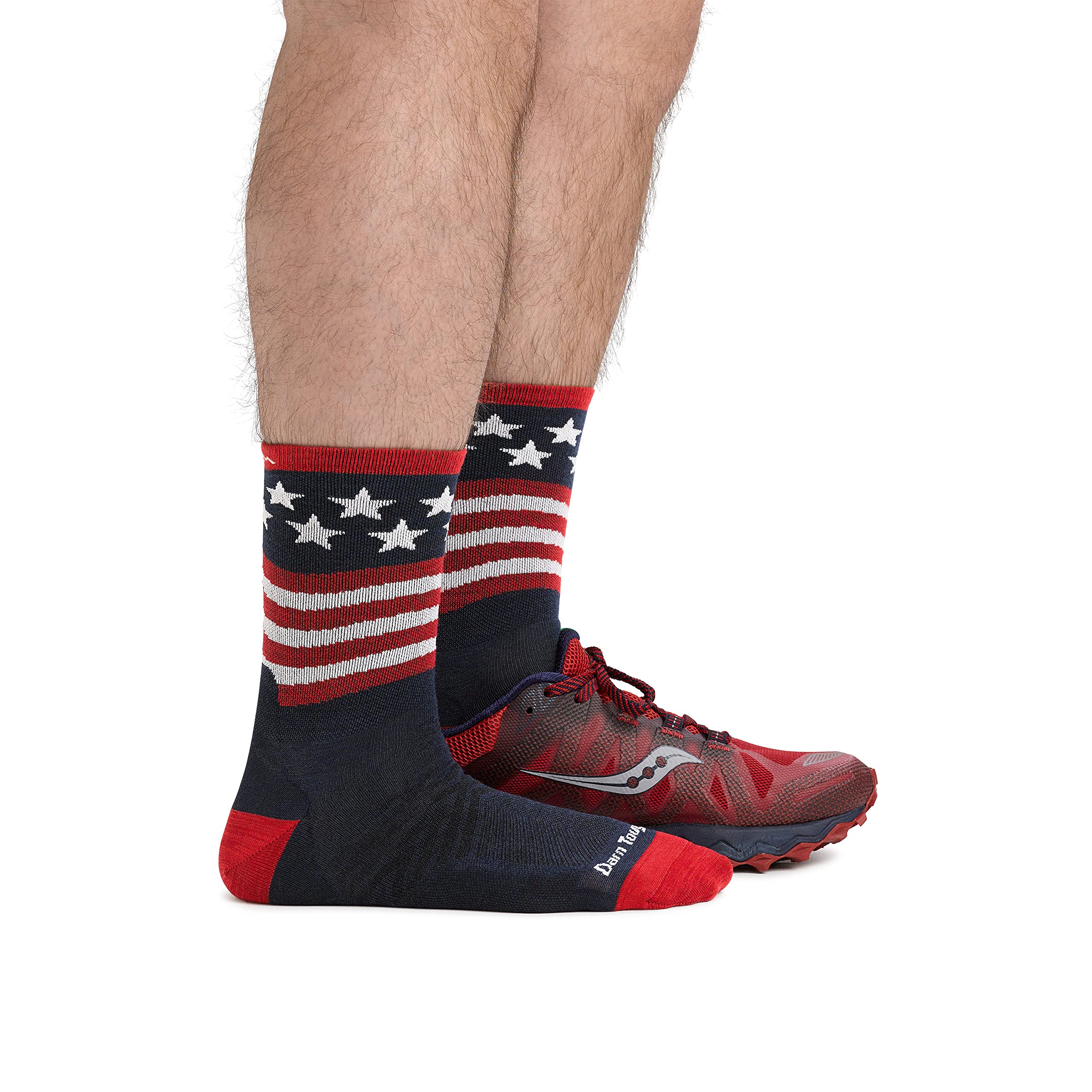 Darn Tough Men's Patriot Micro Crew Run Sock (Style 1037) - Stars and Stripes, X-Large