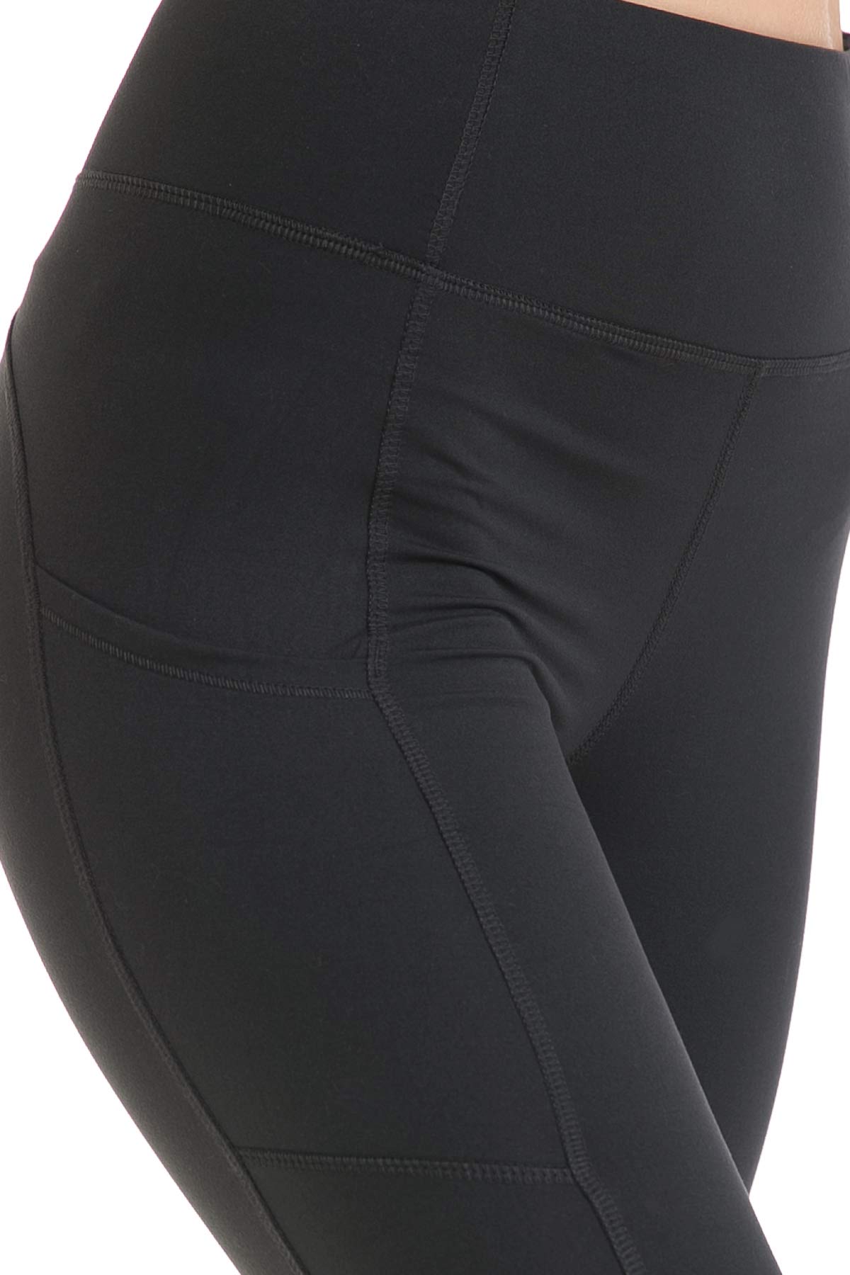 Leggings Depot Women's Athletic Leggings Pocket Yoga Pants (Full Length, Black, Large)
