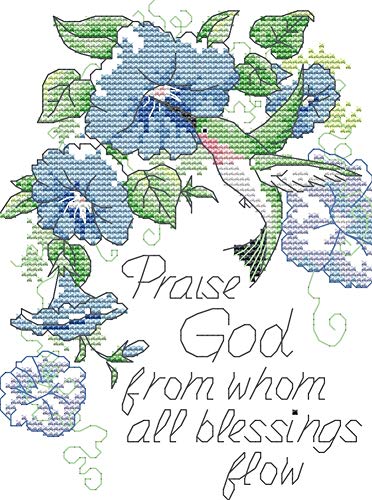 Awesocrafts Cross Stitch Kits, Quotes Praise God from Whom All Blessings Flow Easy Patterns Cross Stitching Embroidery Kit Supplies Christmas, Stamped or Counted (Praise God, Stamped)