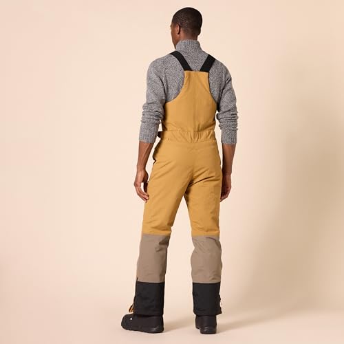 Amazon Essentials Men's Water-Resistant Insulated Snow Bib Overall, Gold Light Brown Color Block, Medium
