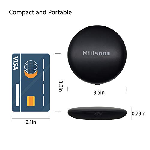 Milishow Travel Mirror with LED Lighted, 1x/10x Magnification Compact Mirror with Light, 2-Sided Illuminated Folding Round Mirror, Handheld Pocket Makeup Mirror