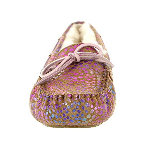 UGG Girls K Dakota Spots Slipper, Chestnut Sparkle Suede, 6 Big Kid