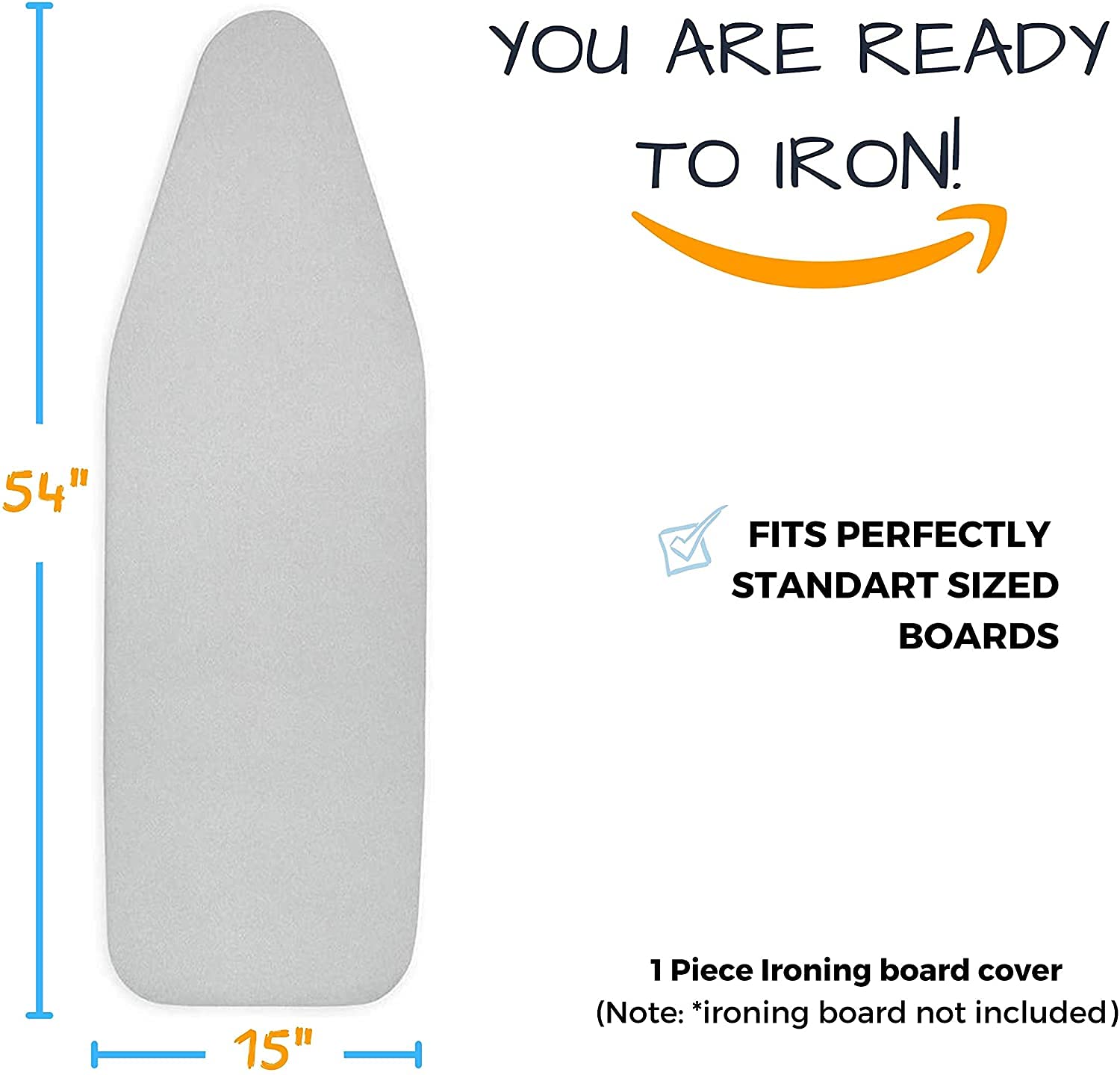 SAVUK Ironing Board Cover and Pad Standard Size Silicone Coated 4 Layers 15x54 inch Extra Heavy Duty Thick Padding, Heat Reflective, Non Stick Scorch and Stain Resistant