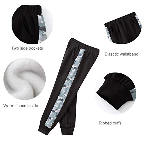 Jobakids Boys Clothes Set 2 Piece Fleece Long Sleeve Hoodie Sweatshirt and Jogging Pants Camouflage Print Grey 6Y