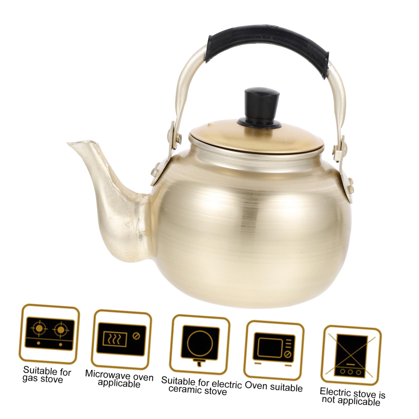 HEMOTON Tea Serving Kettle Household Korean Raw Rice Wine Storage Aluminium Kettle Pot Anti Leak Water Soup Kettle for Home Restaurant Kitchen 2L