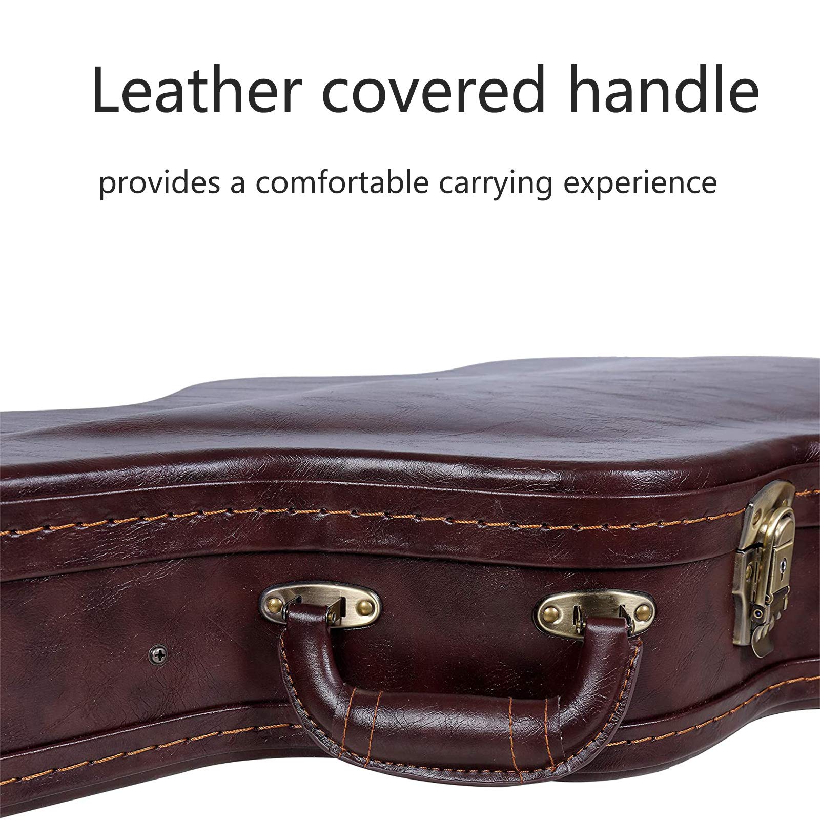 Crossrock Case - Hard-Shell Wooden Guitar Case - Fits 12-Strong Dreadnought Classical Nylon String Acoustic Guitars - Stainless Steel Latches, Sponge Lining, Metal Feet, Storage Space - Vintage Brown