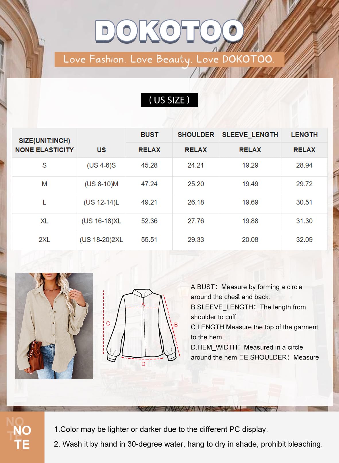 Dokotoo Womens Oversized Long Sleeve Button Up Pocket Shirts Ladies Loose Fit Corduroy Tunic Blouse Tops S Green
