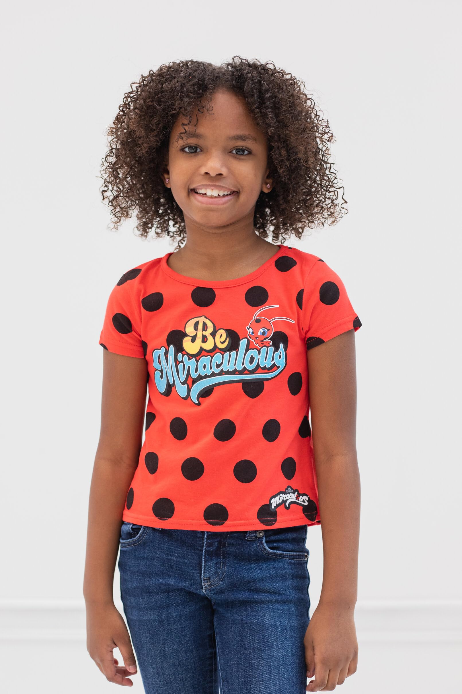 Miraculous Ladybug Little Girls 2 Pack T-Shirts Polka Dots Black/Red 5