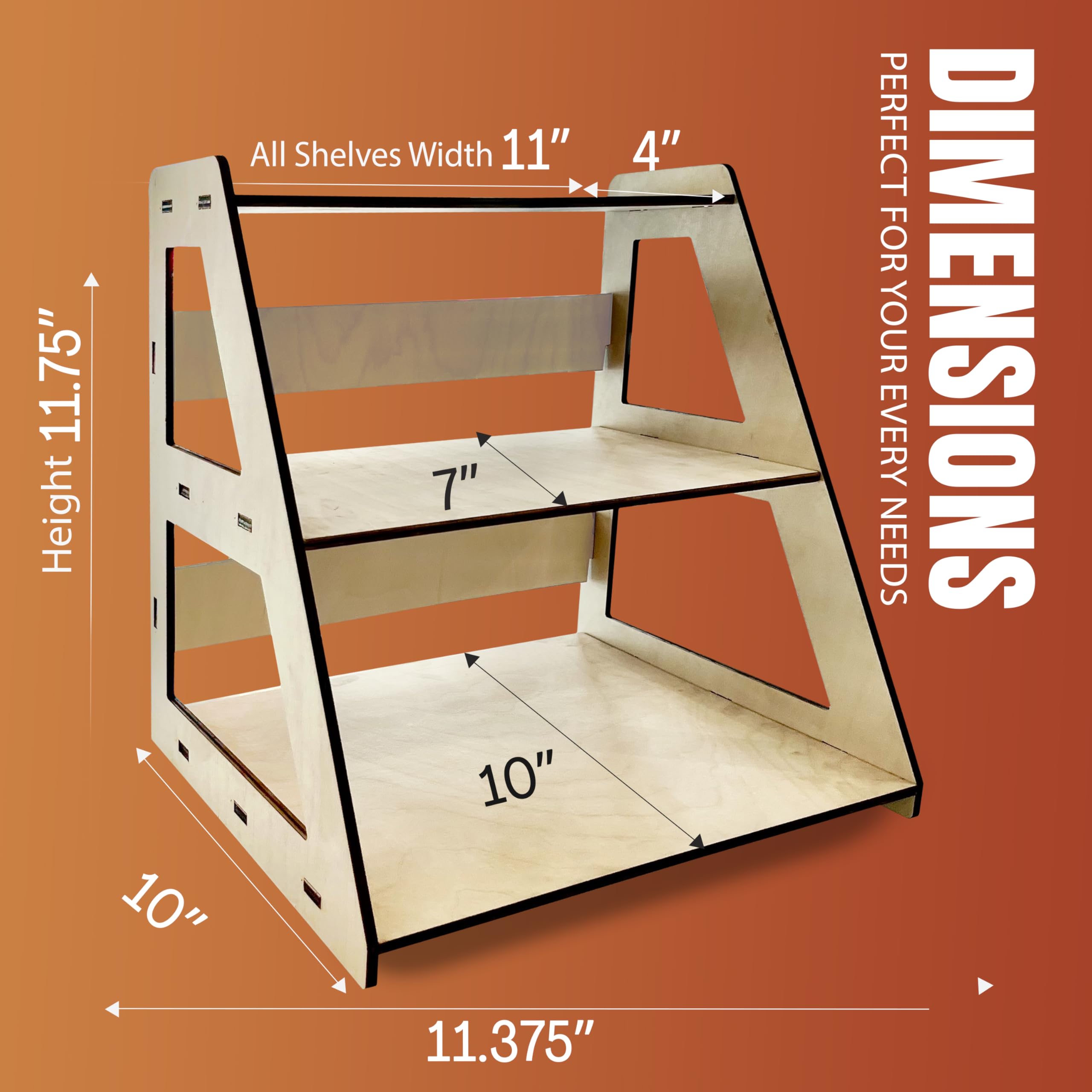 Torched 3-Tier Retail Table Display Stand with Shelves for Products - Portable | 3 Step Riser Display Rack for Retail Table Top, Counter Top, Craft Shows, Farmers Market | Showcase Display for Jewelry