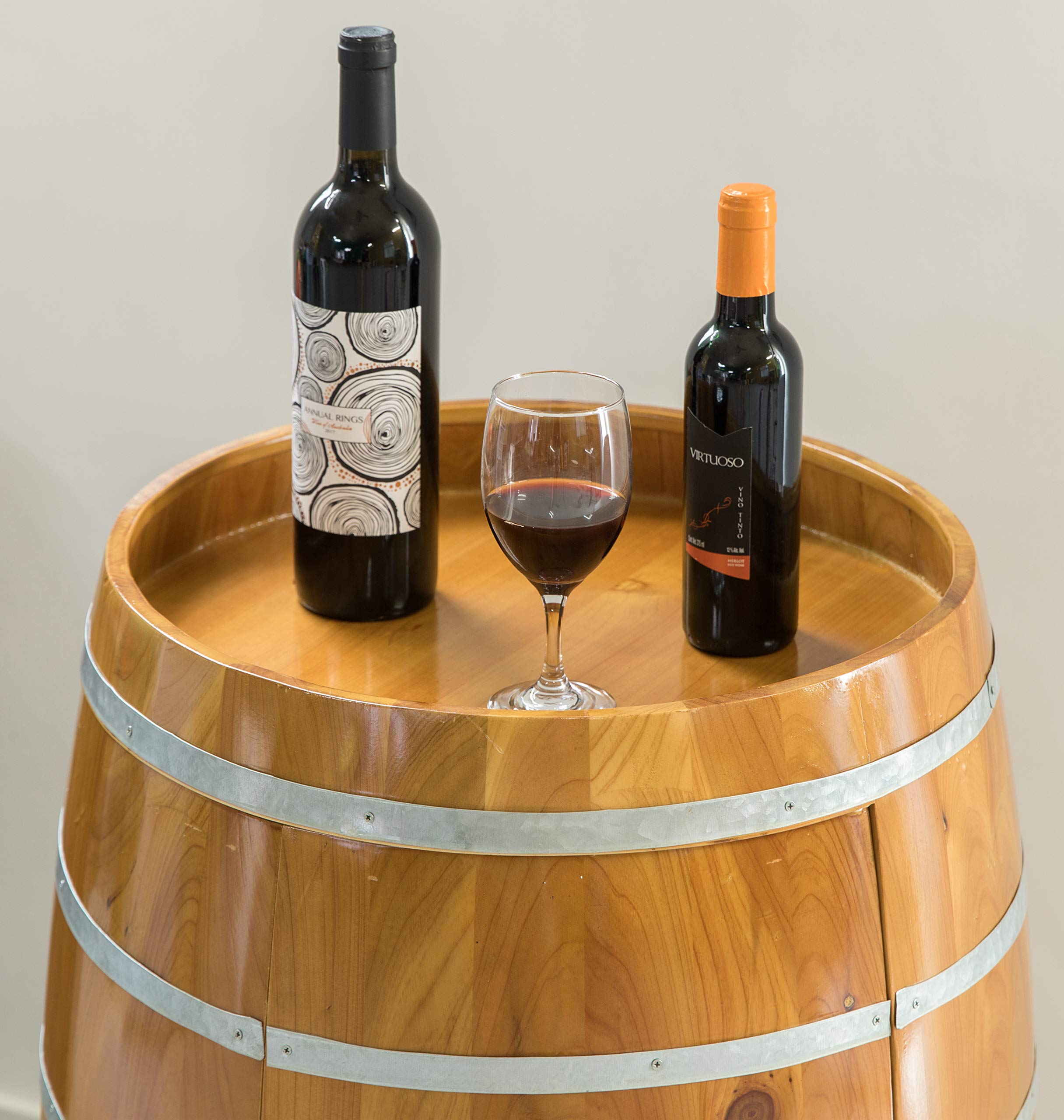 Vintiquewise Wooden Wine Barrel Shaped Wine Holder, Bar Storage Lockable Storage Cabinet