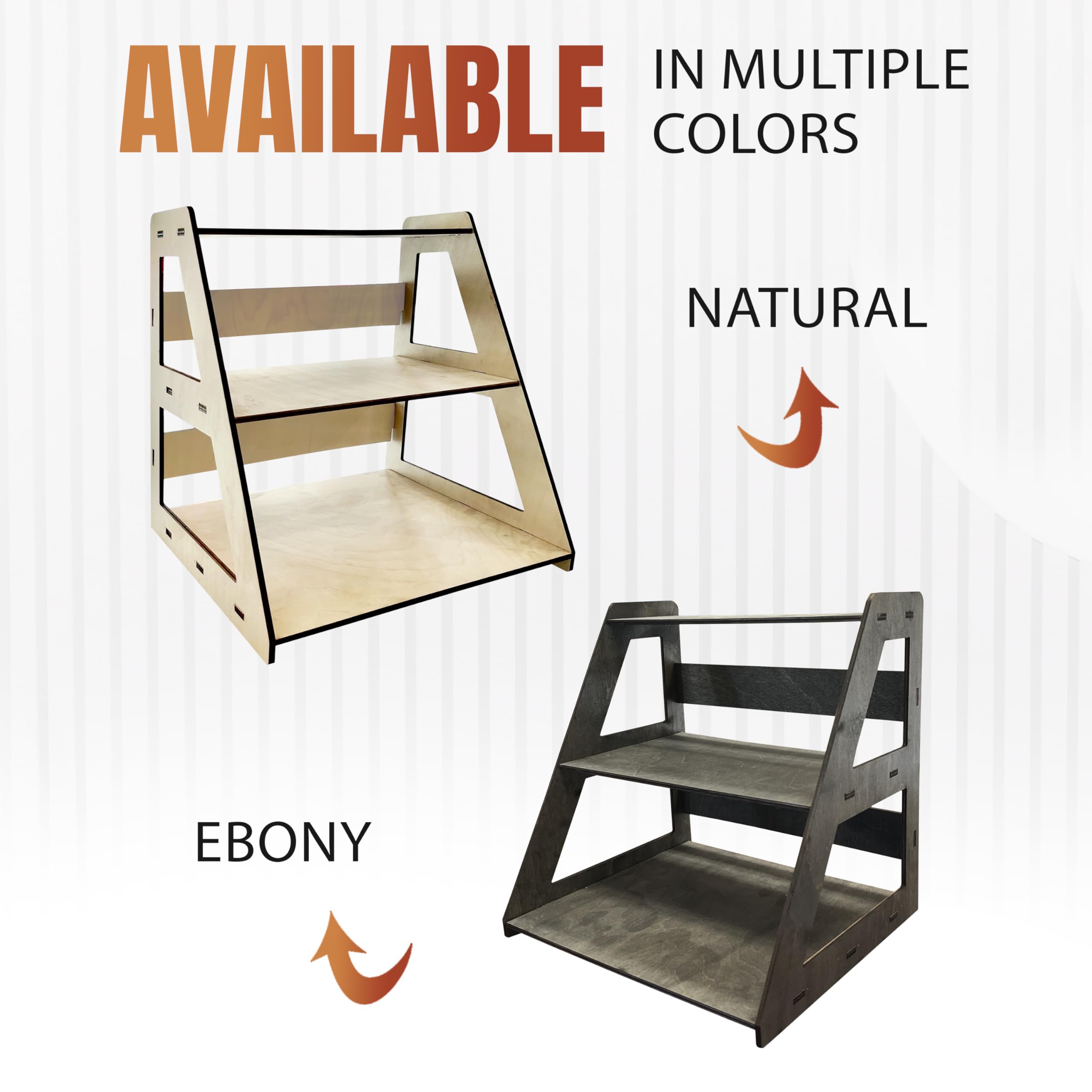 Torched 3-Tier Retail Table Display Stand with Shelves for Products - Portable | 3 Step Riser Display Rack for Retail Table Top, Counter Top, Craft Shows, Farmers Market | Showcase Display for Jewelry