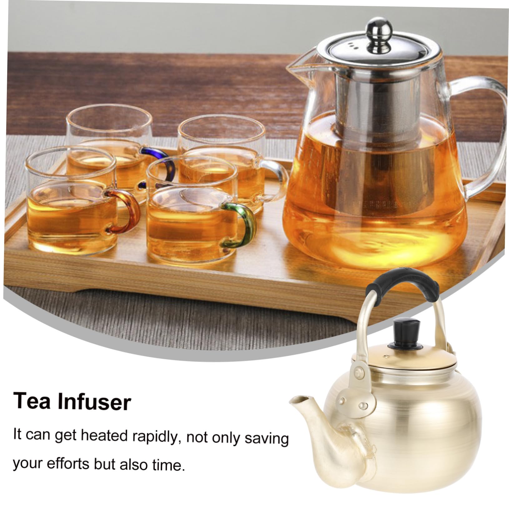HEMOTON Tea Serving Kettle Household Korean Raw Rice Wine Storage Aluminium Kettle Pot Anti Leak Water Soup Kettle for Home Restaurant Kitchen 2L