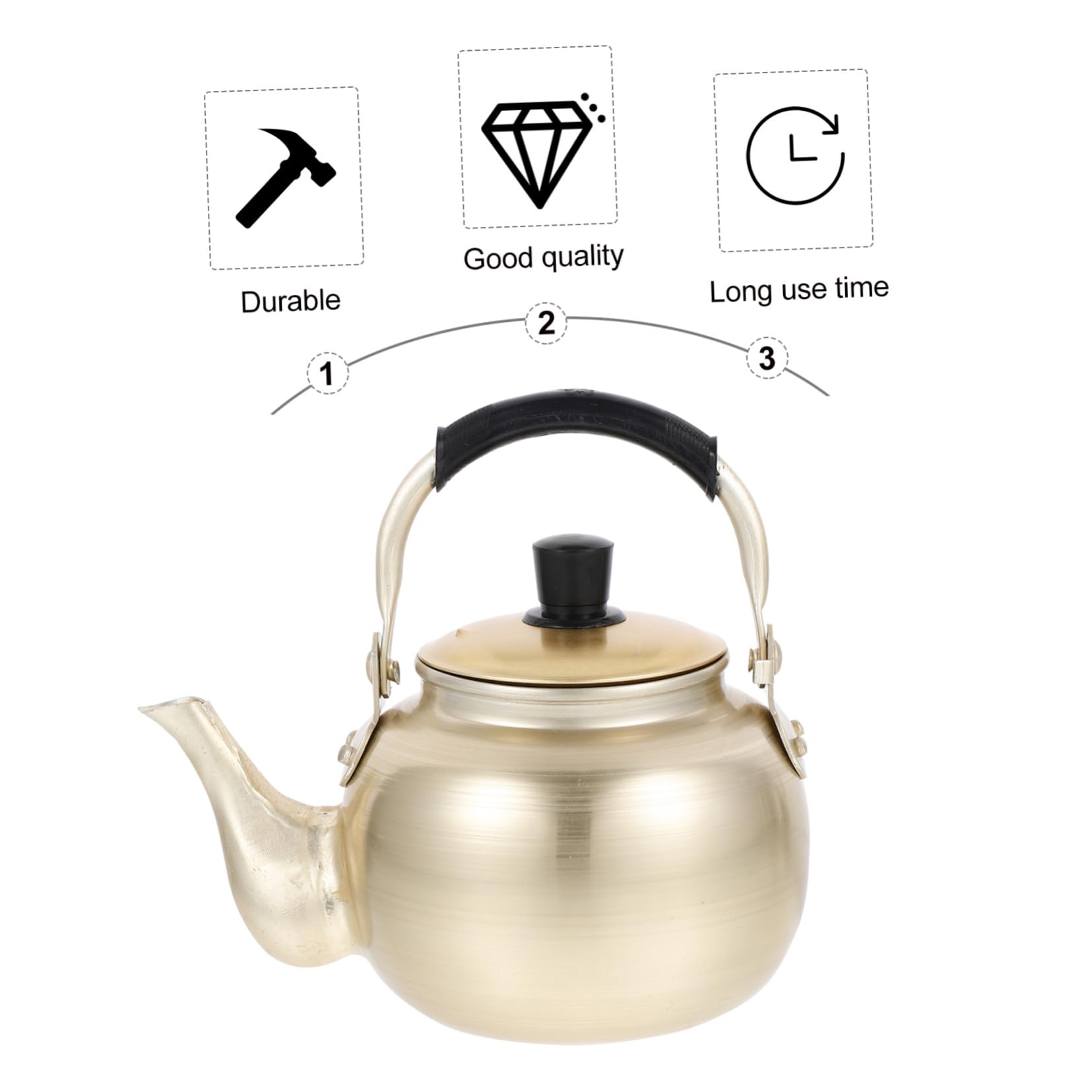 HEMOTON Tea Serving Kettle Household Korean Raw Rice Wine Storage Aluminium Kettle Pot Anti Leak Water Soup Kettle for Home Restaurant Kitchen 2L