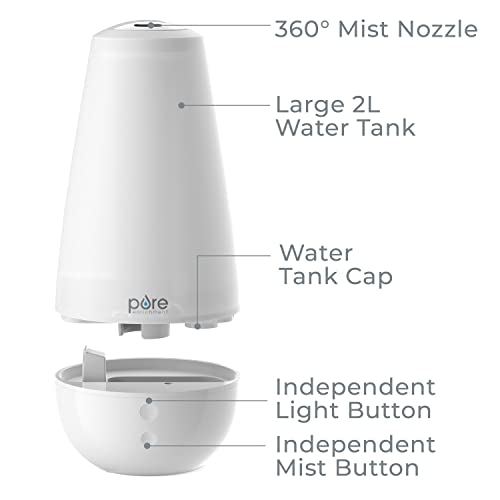 Pure Enrichment® PureSpa™ XL 3-in-1 Cool Mist Humidifier, Essential Oil Diffuser & Mood Light - 2L Tank Provides Powerful Mist Coverage up to 350 sq ft in Bedroom, Office & Large Rooms