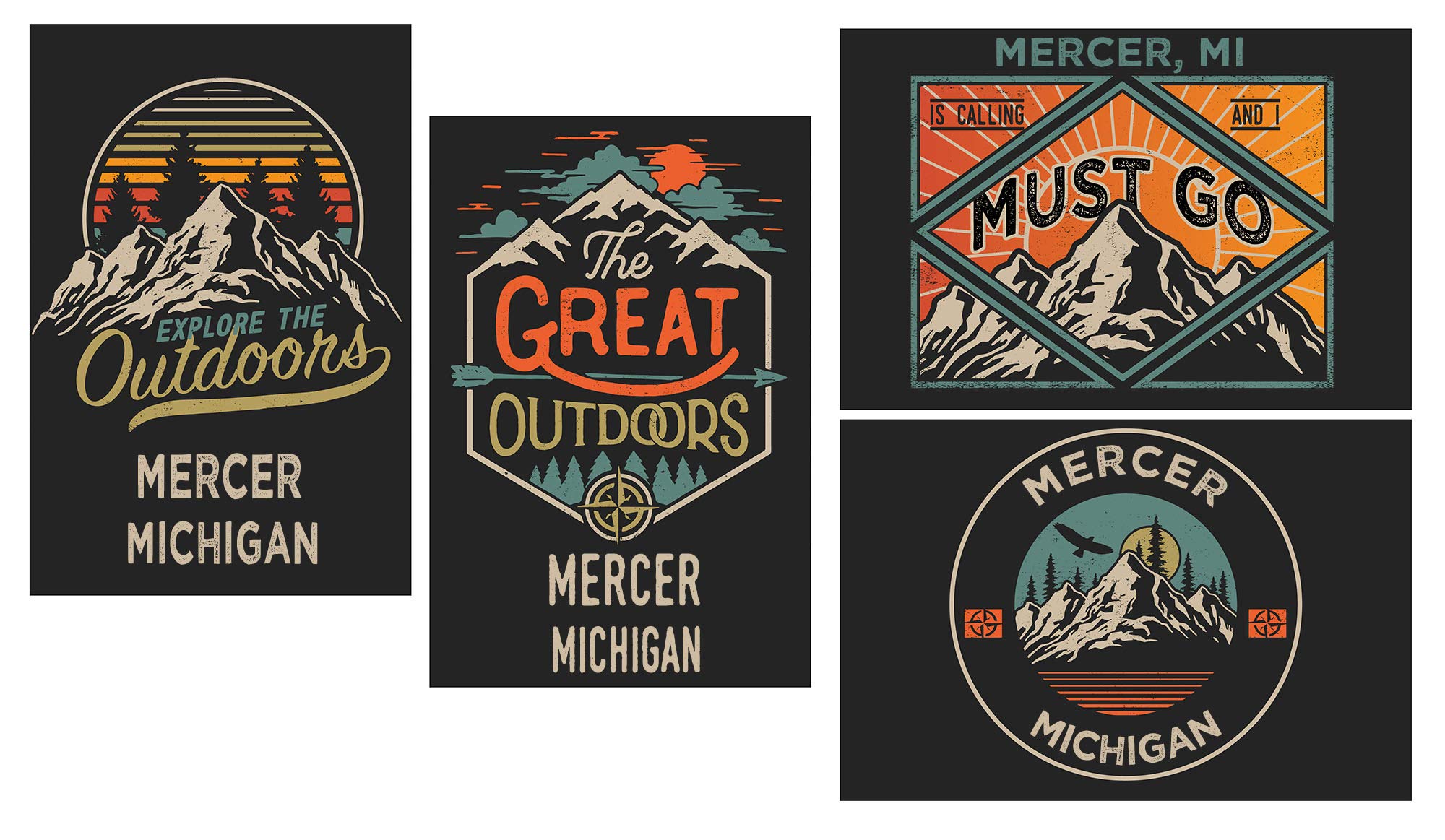 R and R Imports Mercer Michigan Souvenir 2x3 Inch Fridge Magnet The Great Outdoors Design 4-Pack