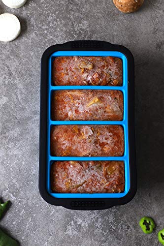 1 Cup Extra Large Silicone Cube Freezing Trays with lid for soup,broth,sauce or butter, Silicone Freezer Container Molds Soup Trays -makes four great portions 1cup Cube(2 PACK, Blue)