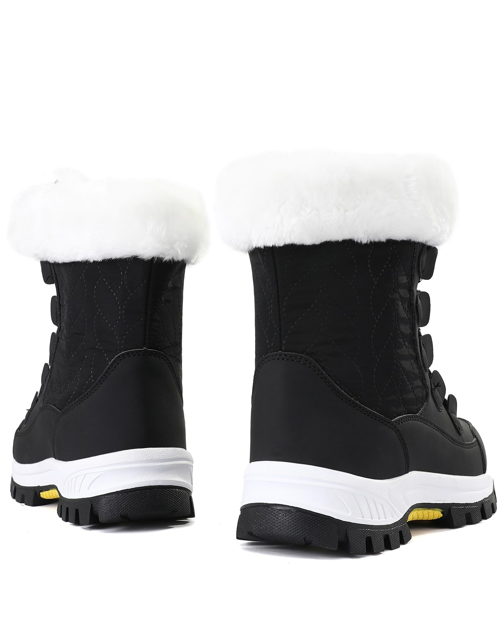 COOJOY Womens Winter Snow Boots Waterproof Shoes Tennis Walking Comfortable Hiking Booties Furry Mid Calf Warm Lightweight Black,US10 EU42
