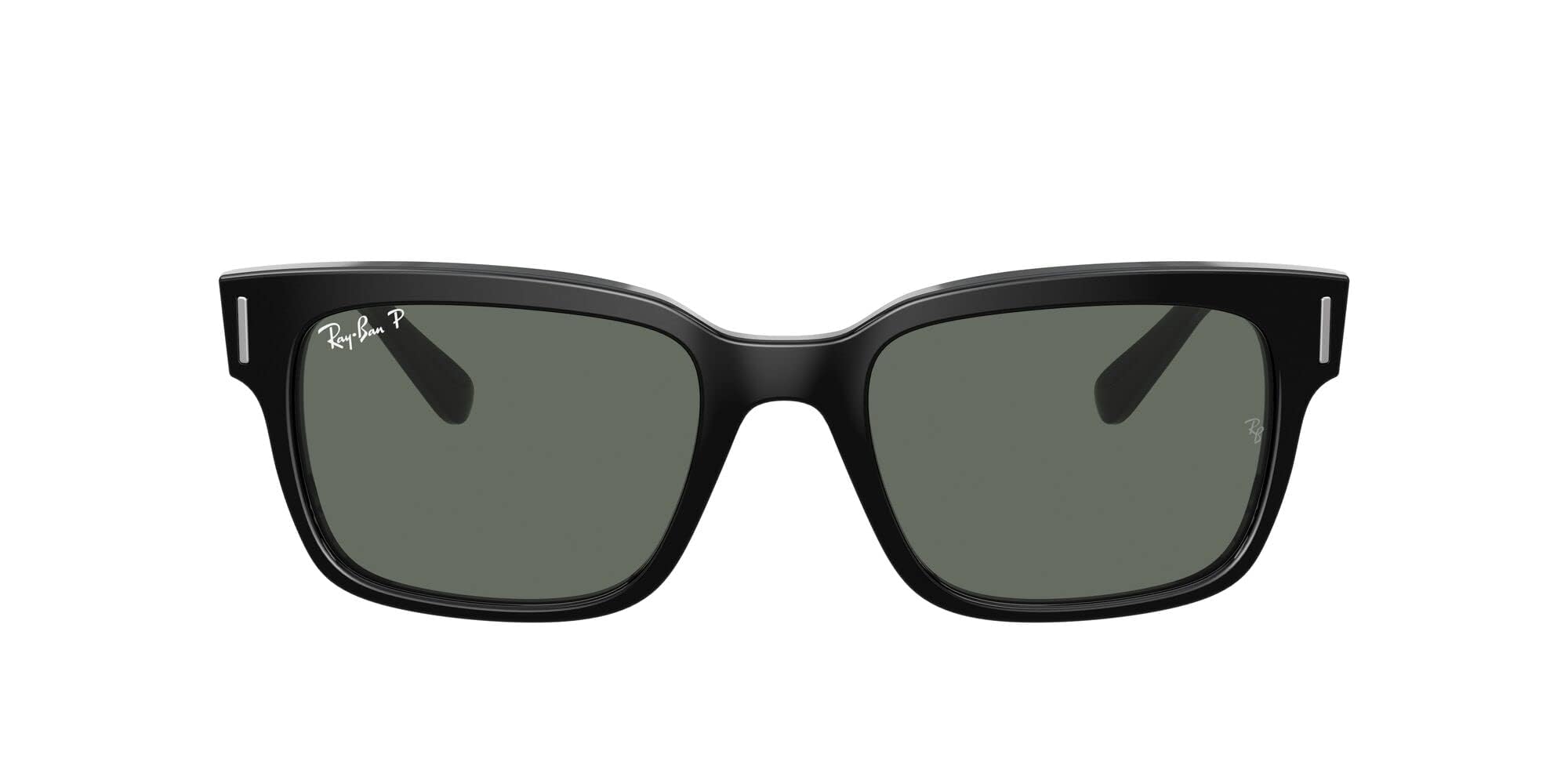 Ray-Ban Men's RB2190 Jeffrey Square Sunglasses, Black/G-15 Green Polarized, 53 mm