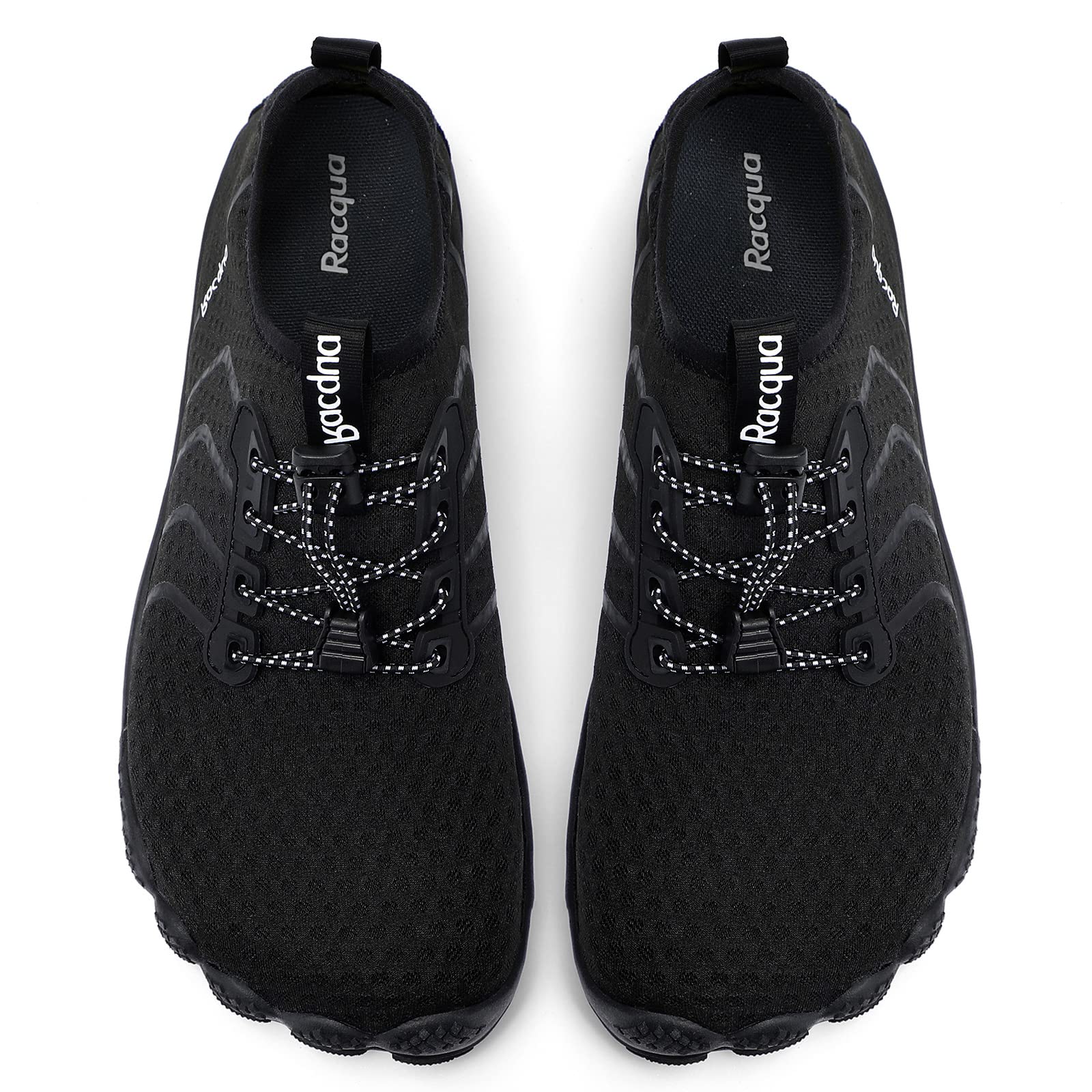 Racqua Water Shoes Quick Dry Barefoot Beach Aqua Sport Swim Surf Pool Hiking Diving Walking for Men Women Black 10 W/9 M
