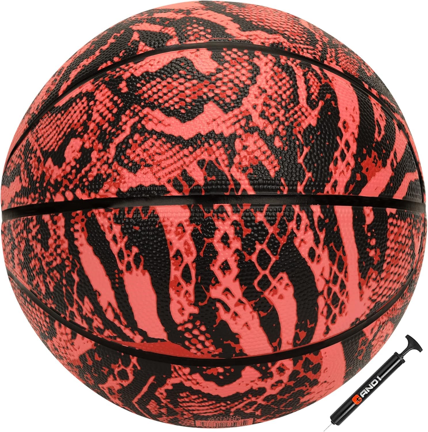 AND1 Chaos Basketball: Official Regulation Size 7 (29.5 inches) Rubber Basketball - Deep Channel Construction Streetball, Made for Indoor Outdoor Games