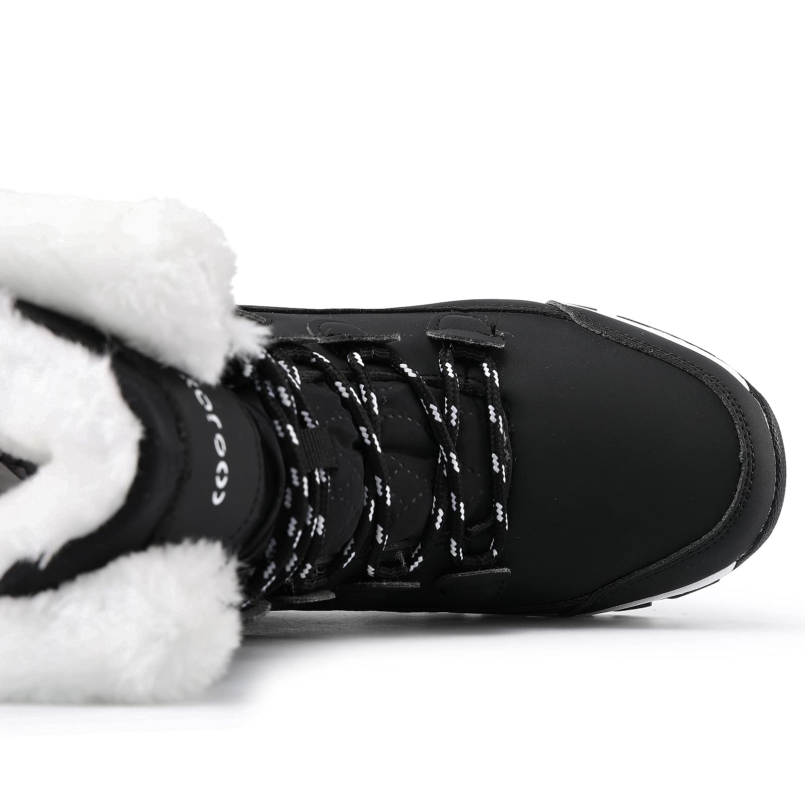 COOJOY Womens Winter Snow Boots Waterproof Shoes Tennis Walking Comfortable Hiking Booties Furry Mid Calf Warm Lightweight Black,US10 EU42