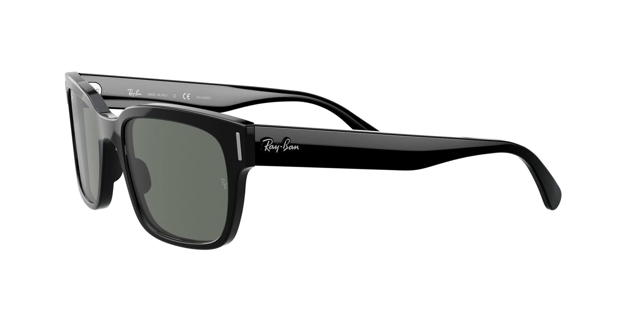 Ray-Ban Men's RB2190 Jeffrey Square Sunglasses, Black/G-15 Green Polarized, 53 mm