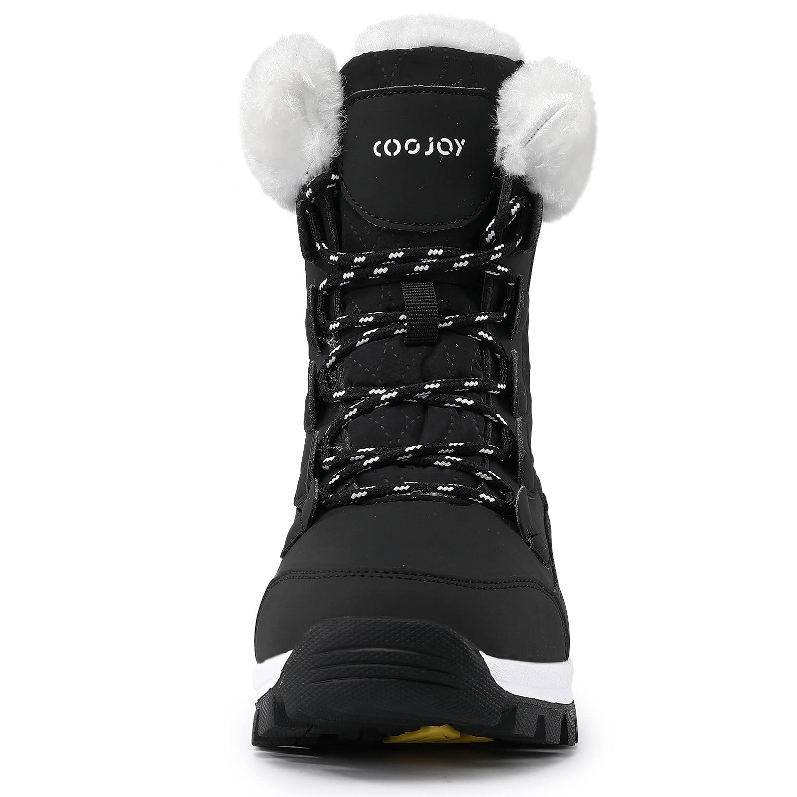 COOJOY Womens Winter Snow Boots Waterproof Shoes Tennis Walking Comfortable Hiking Booties Furry Mid Calf Warm Lightweight Black,US10 EU42