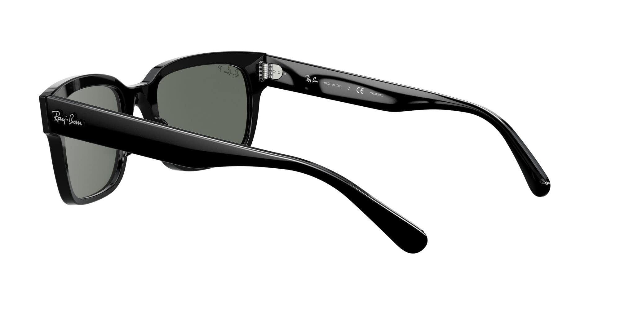 Ray-Ban Men's RB2190 Jeffrey Square Sunglasses, Black/G-15 Green Polarized, 53 mm