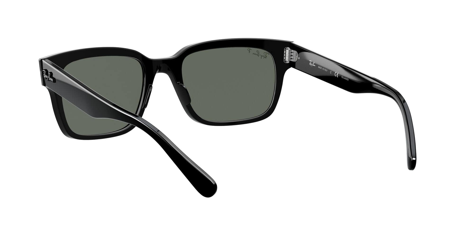 Ray-Ban Men's RB2190 Jeffrey Square Sunglasses, Black/G-15 Green Polarized, 53 mm