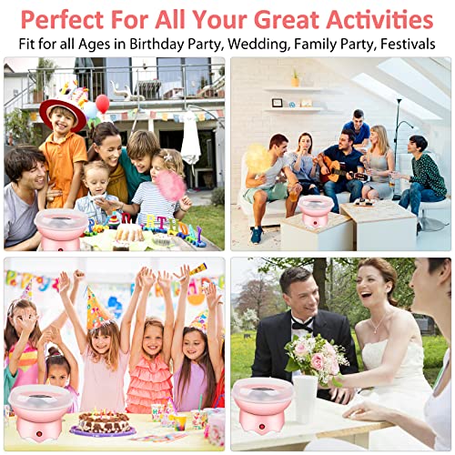 Cotton Candy Machine for Kids,Candy Floss Maker,Portable Cotton Candy Maker,DIY Marshmallow Machine with Large Splash-Proof Plate for Home Birthday Family Party Cinema (Pink)