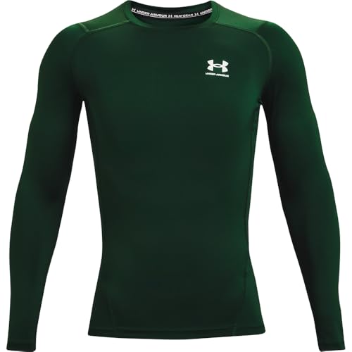 Under Armour Men's Armour HeatGear Compression Long-Sleeve T-Shirt , Forest Green (301)/White, Large