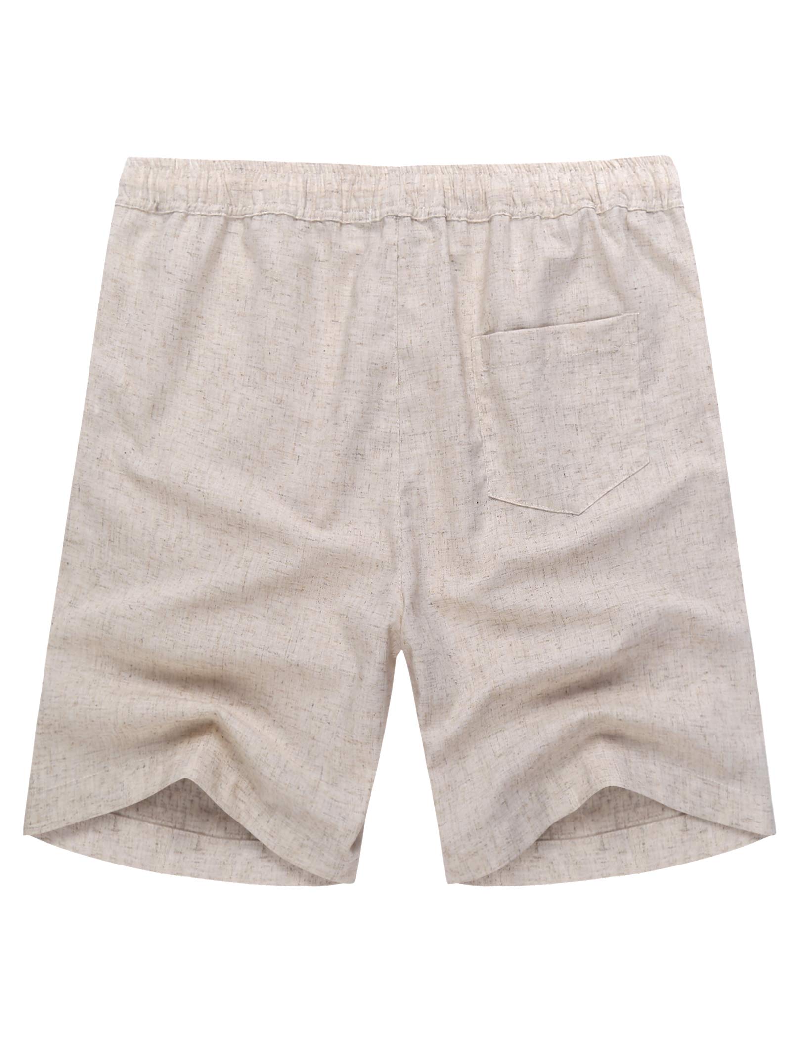 COOFANDY Mens Casual Linen Shorts Stretchy Drawstring Waistband Lounge Shorts Light Khaki