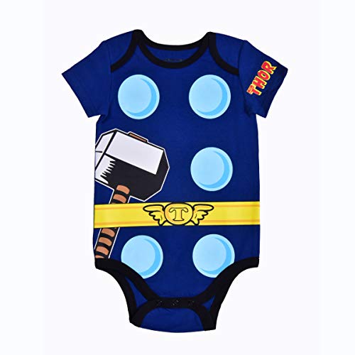 Marvel Avengers Spider-Man, Thor, Captain America, Hulk, Iron Man Boys Short Sleeve Bodysuit and Cap Set for Newborn and Infant