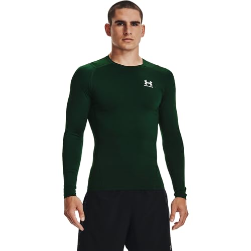 Under Armour Men's Armour HeatGear Compression Long-Sleeve T-Shirt , Forest Green (301)/White, Large