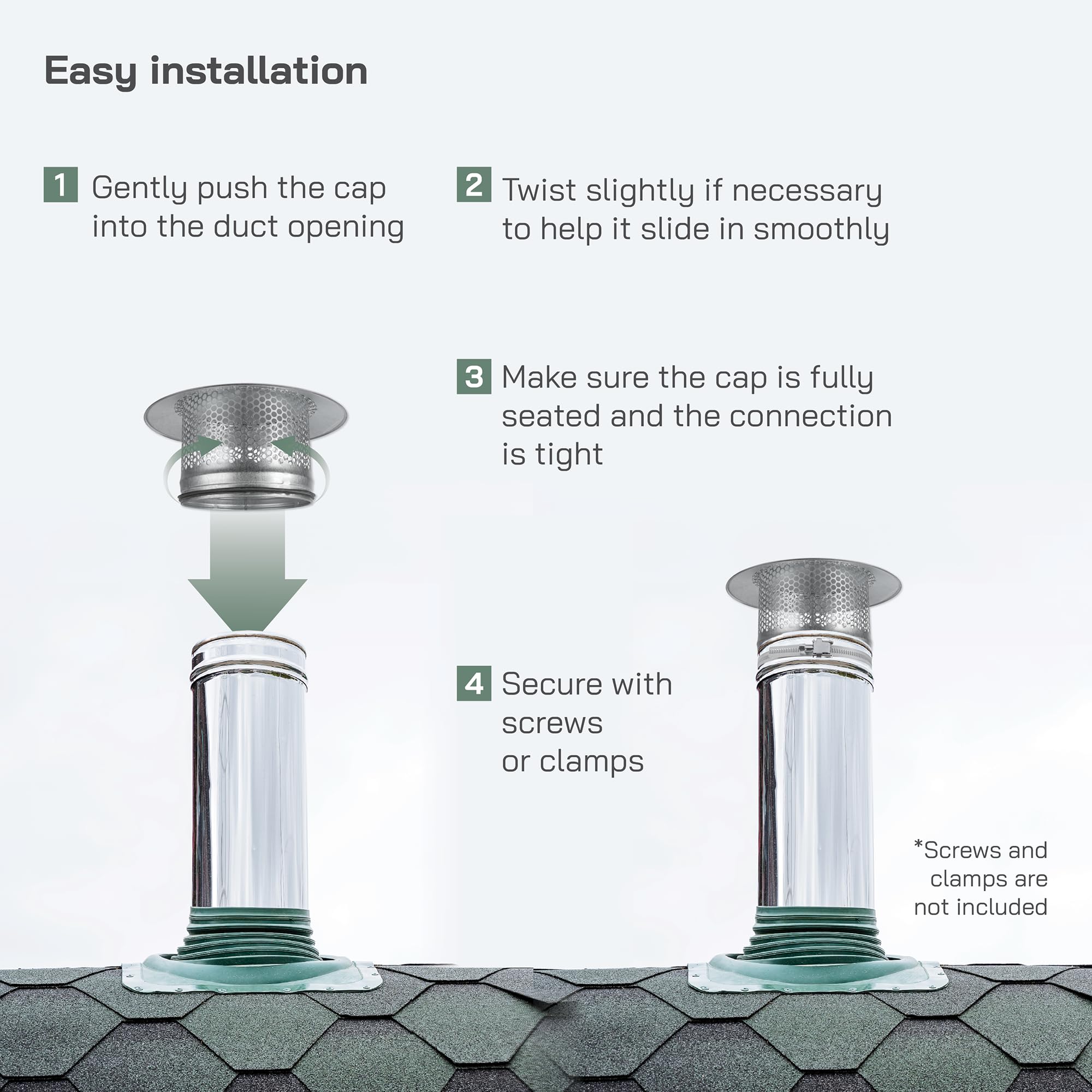 Vent Systems 6" Inch Round Chimney Cap Galvanized Steel for All Weather Conditions Top Round Exhaust Cap with Rubber for Perfect Insulation Roof Vent Cap Vent Cover 6 Inch 150 mm