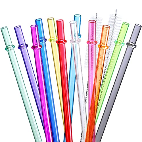 24 PCS, Reusable Straws with 4 Cleaning Brushes, 10.5" Long Tritan Hard Plastic Straws, 12 Colors Translucent Replacement Drinking Straws for 16OZ-32 OZ Tumblers, Cups, Jars, YETI, Starbucks, BPA Free