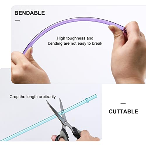 24 PCS, Reusable Straws with 4 Cleaning Brushes, 10.5" Long Tritan Hard Plastic Straws, 12 Colors Translucent Replacement Drinking Straws for 16OZ-32 OZ Tumblers, Cups, Jars, YETI, Starbucks, BPA Free