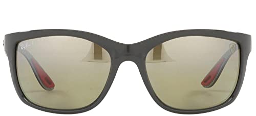 Ray-Ban Rb8356m Scuderia Ferrari Collection Square Sunglasses, Grey/Chromance Grey Mirrored Gradient Polarized, 61 mm
